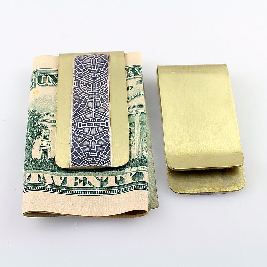 Brass with Sterling Pattern Money Clip – Unique Handmade Design ...